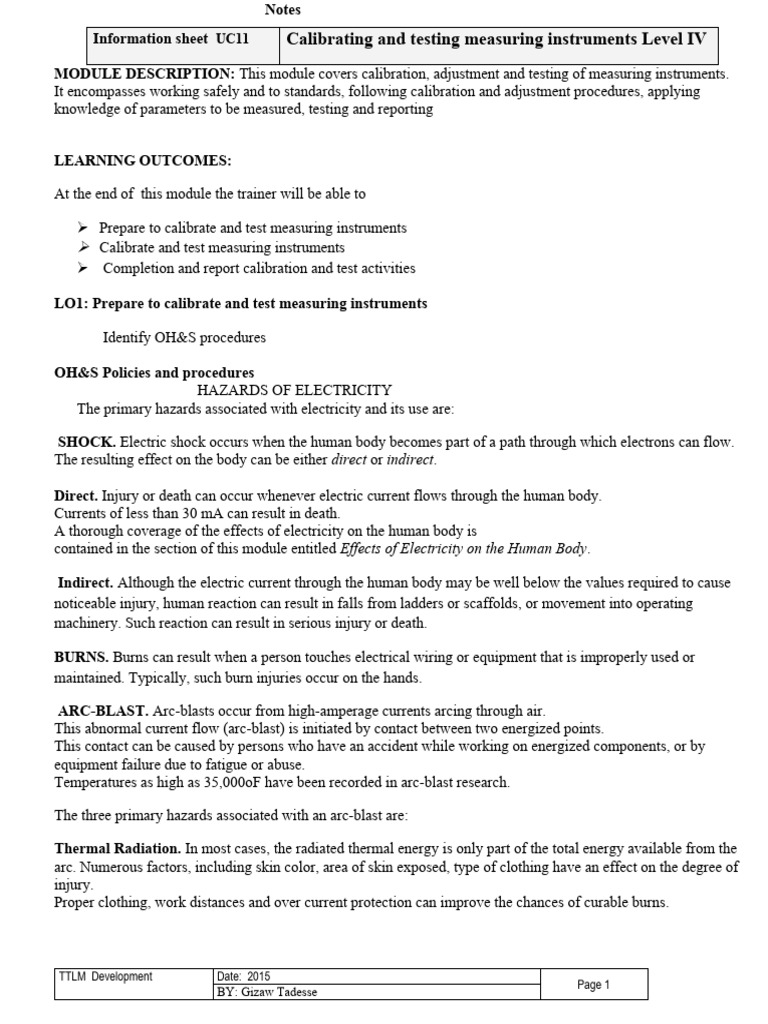 Uc11 Level IV | PDF | Calibration | Instrumentation
