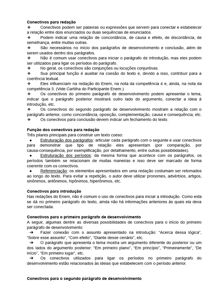 Conectores Textuais | Download grátis PDF | Parágrafo