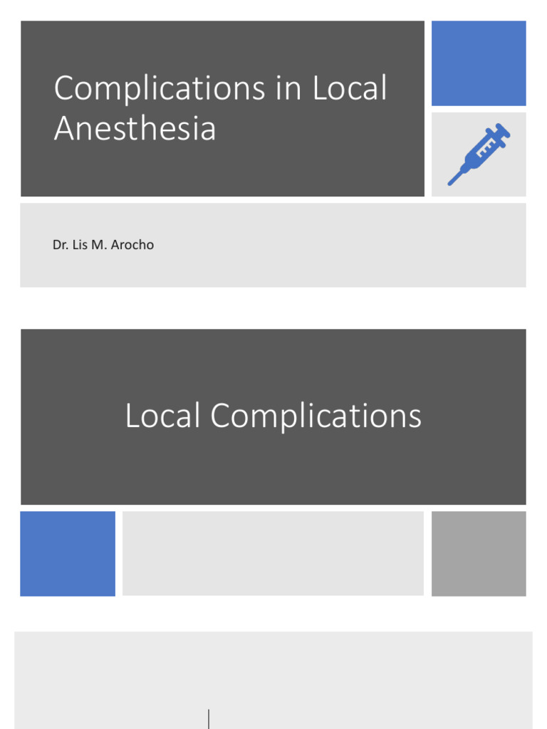 Local Anesthesia Complications | Download Free PDF | Paresthesia ...