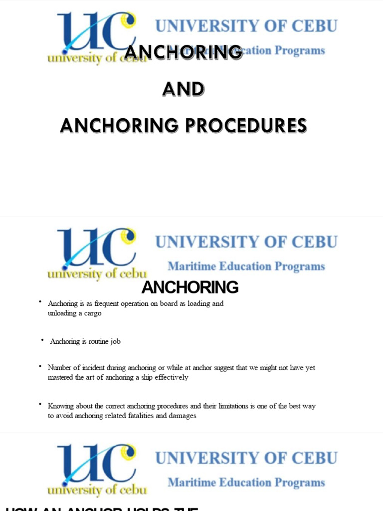 SEAMAnchoring and Anchoring Procedures | PDF | Anchor | Shipping