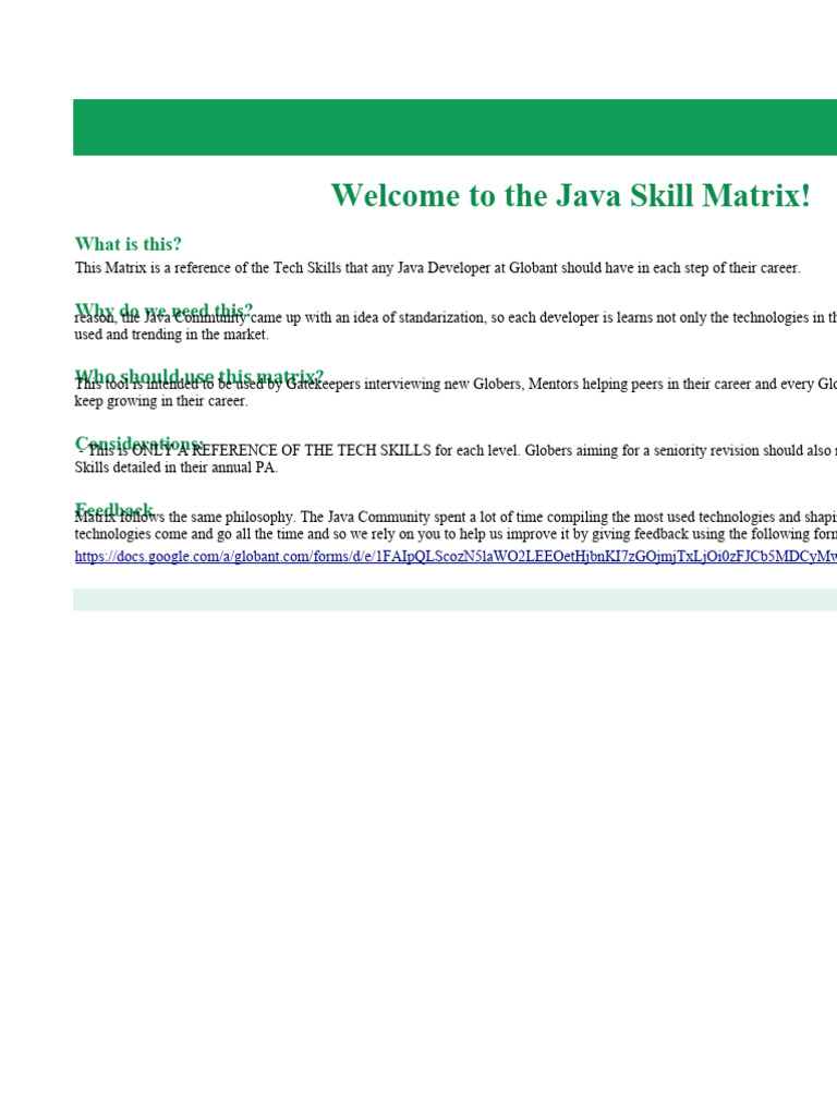 Java Engineer Matrix | PDF | Software Engineering | Computing