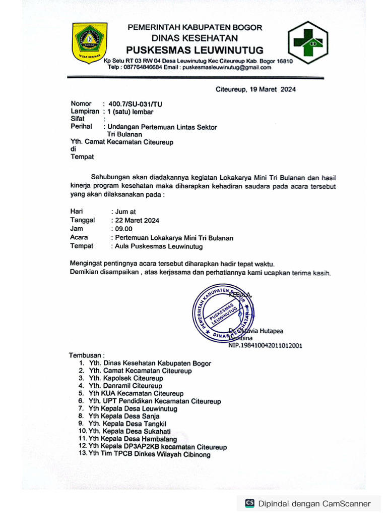 Undangan Lokmin Linsek TW 1 | PDF