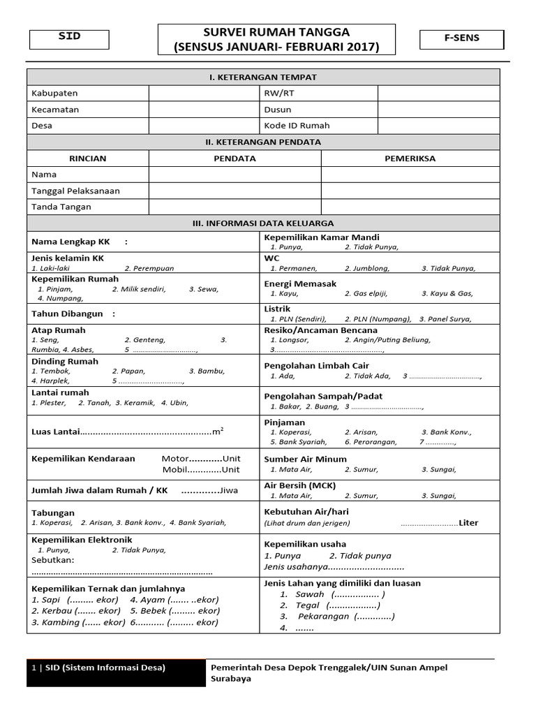 Form Sensus Desa Depok | PDF