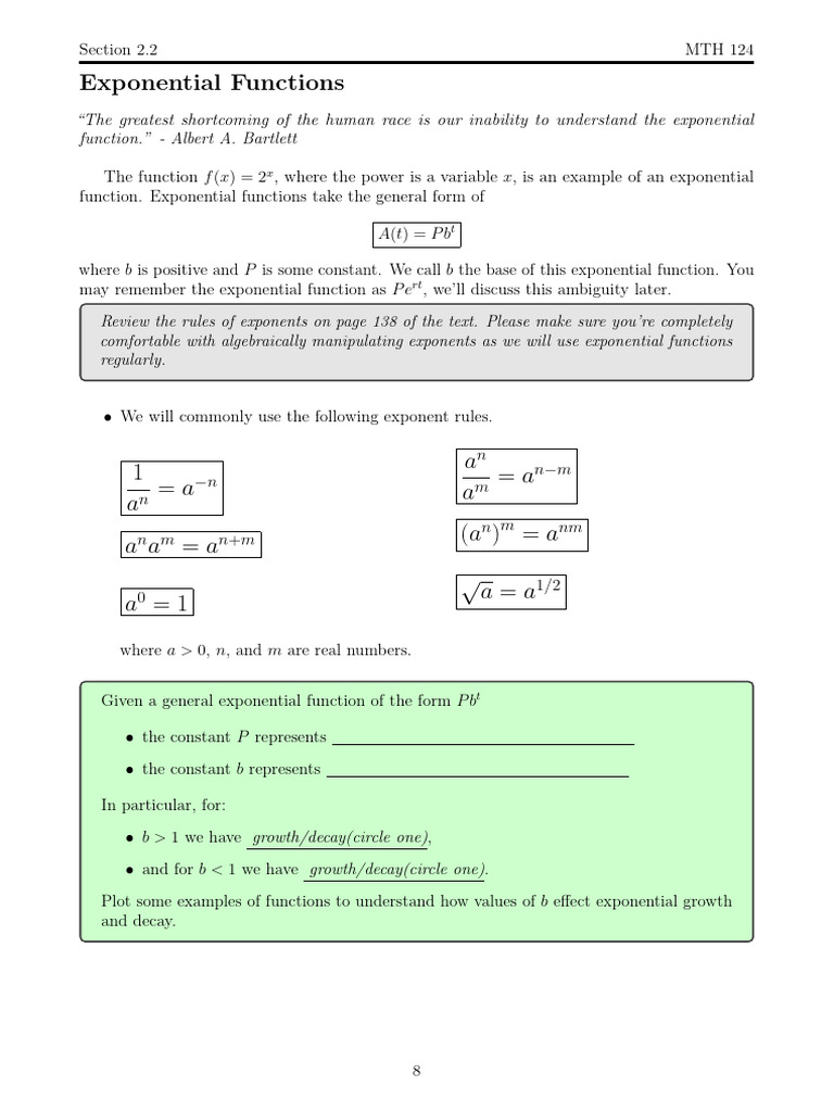 Exponential Functions | PDF | Exponential Function | Exponentiation