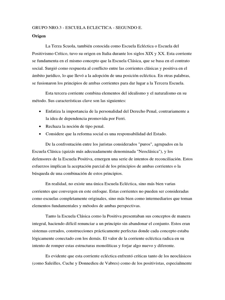 Escuela Eclectica | Descargar gratis PDF | Derecho penal | Castigos