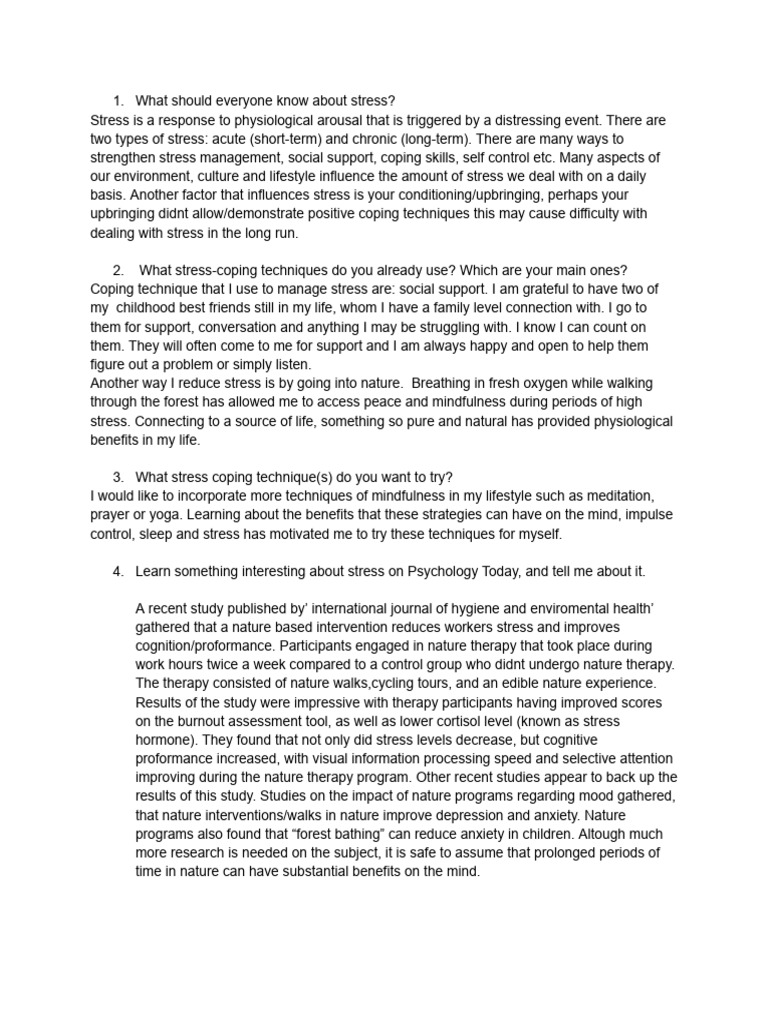 Stress Reflection | PDF | Stress (Biology) | Psychotherapy