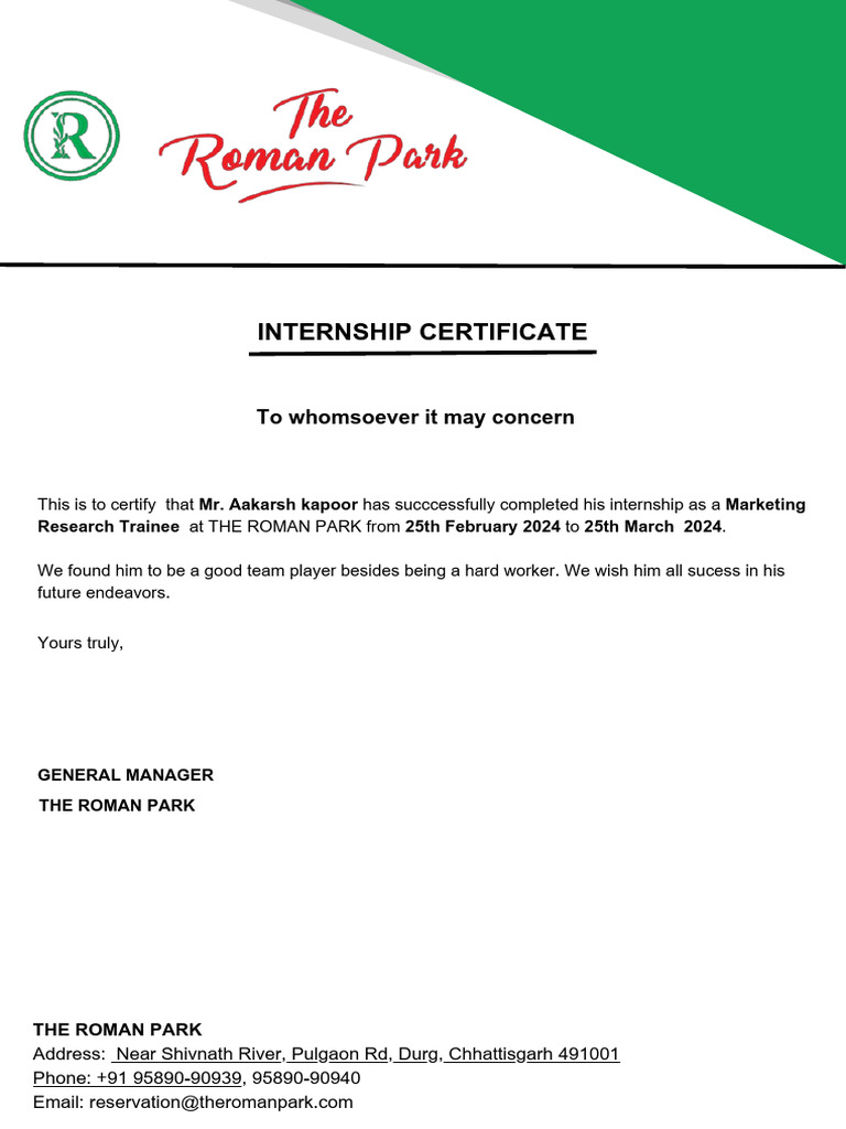 Internship Certificate: Marketing Trainee | PDF | Career & Growth | Business