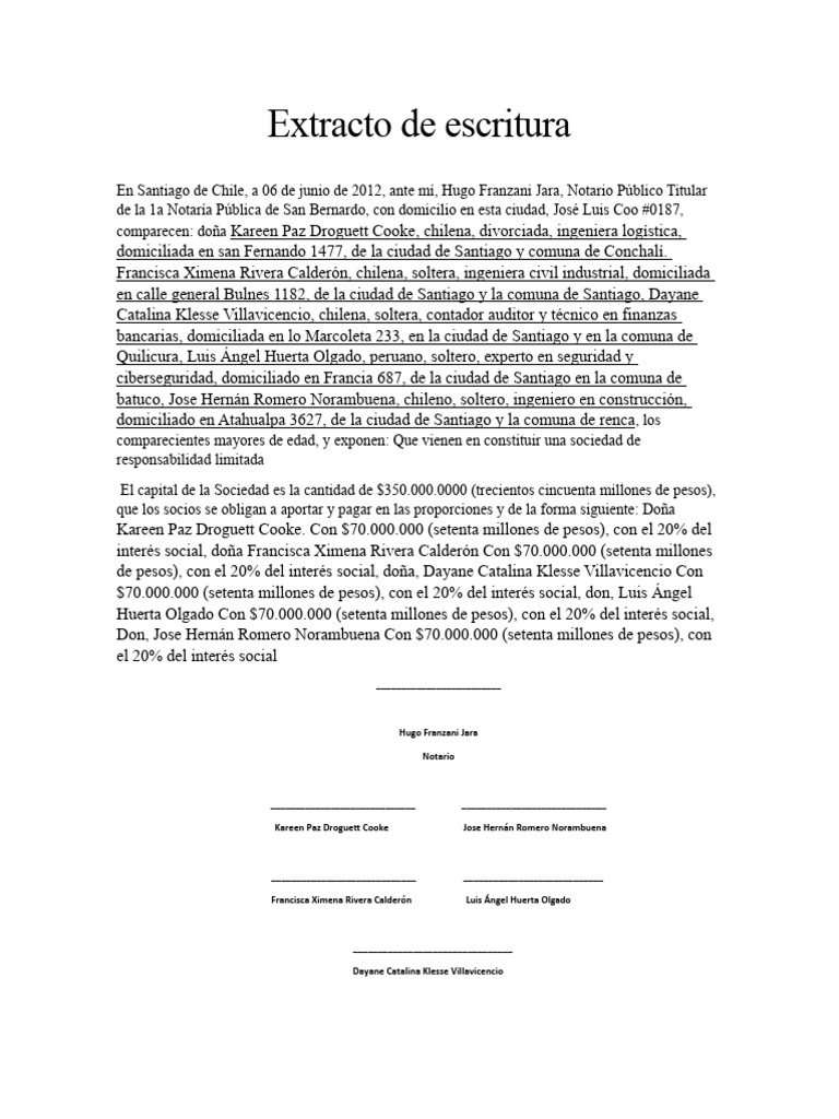 Extracto de Escritura | PDF