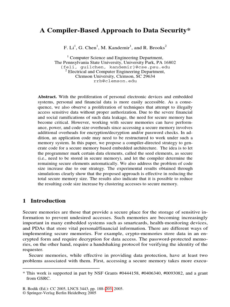 A Compiler-Based Approach To Data Security | PDF | Encryption | Matrix ...