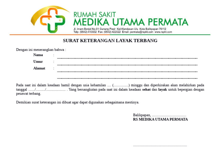 Form Surat Keterangan Layak Terbang | PDF