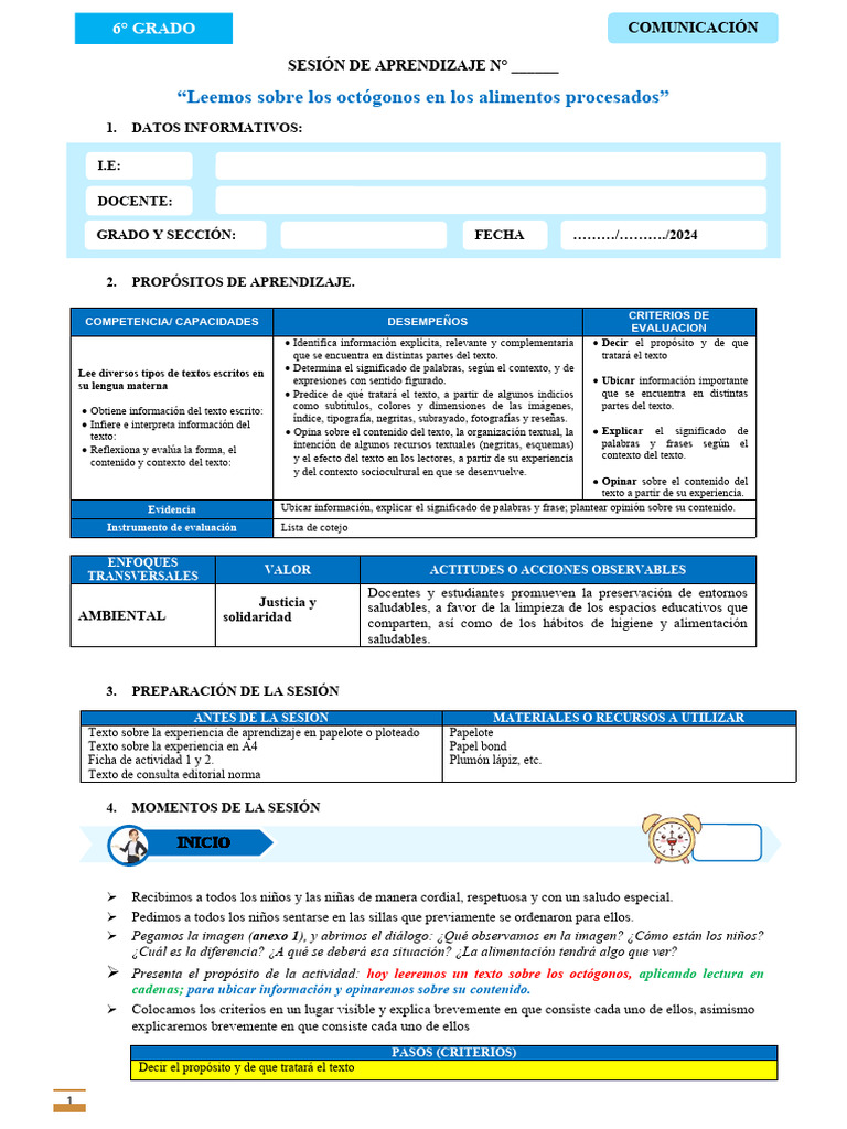 Dia 3 - 6to Grado Sesion Comu. | PDF | Alimentos | Evaluación