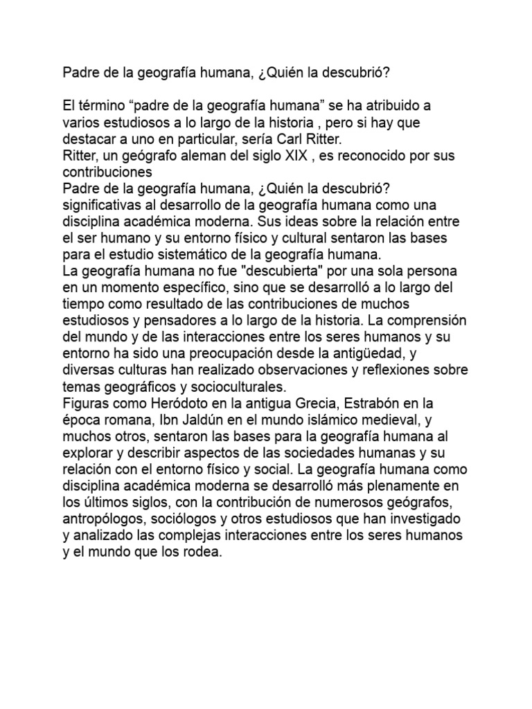 Padre de La Geografía Humana | PDF