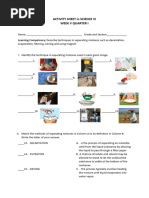 Mixture Separation Techniques Worksheet | PDF