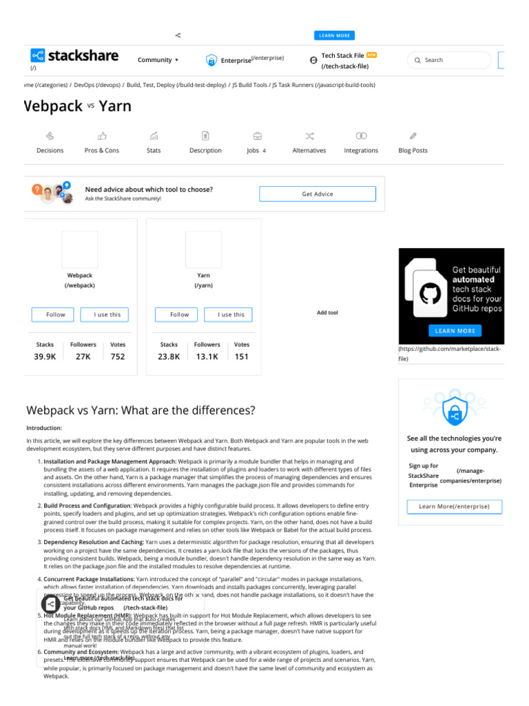 Webpack Yarn: Webpack Vs Yarn: What Are The Di Erences? | Download Free PDF | Computing ...