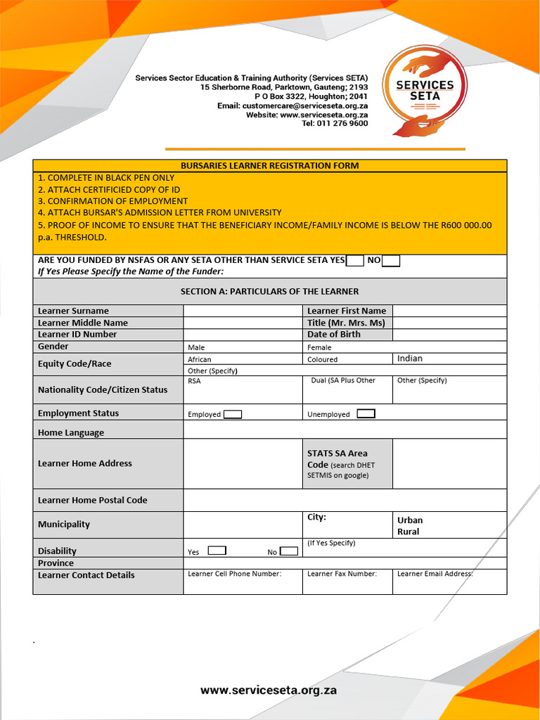 Bursary Learner Registration Form | PDF