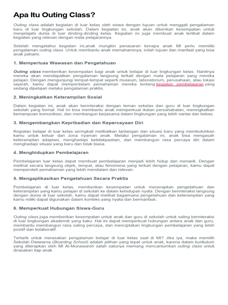 Apa Itu Outing Class | PDF