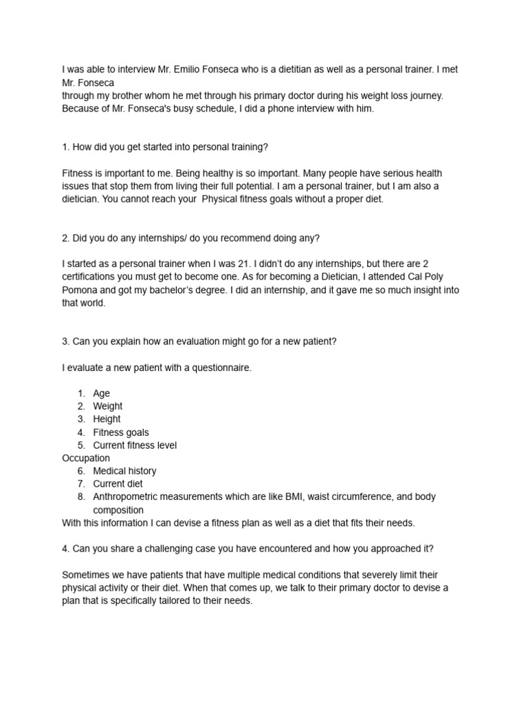 Interview Questions and Answers | PDF | Physical Fitness | Health Care