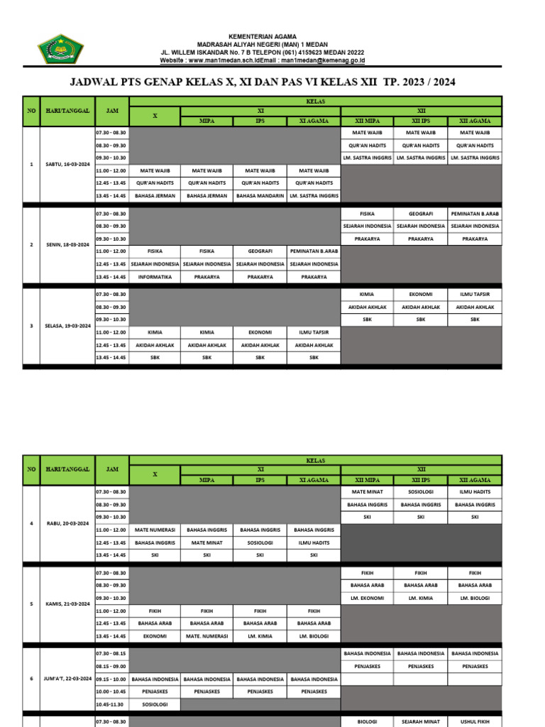 Roster Ujian MID Genap Dan Sem. VI TP. 2023-2024 | PDF