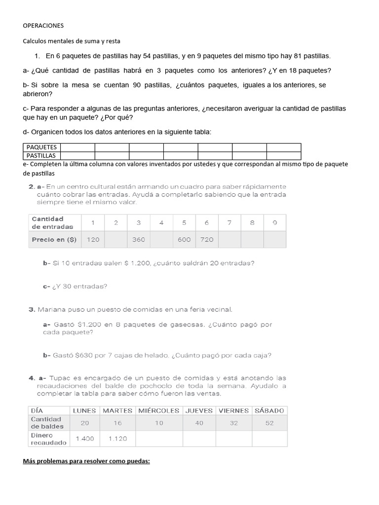 Operaciones 6to Grado | PDF