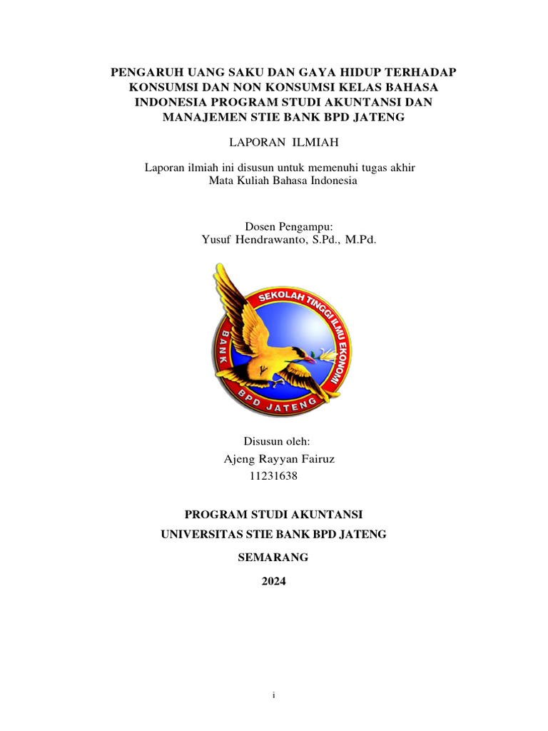 Pengaruh Uang Saku Dan Gaya Hidup Terhadap Konsumsi Dan Non Konsumsi Kelas Bahasa Indonesia ...
