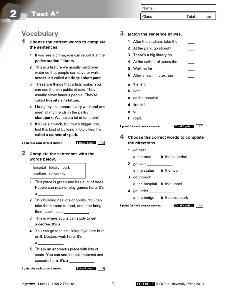 Together 2 Unit2 Test | PDF