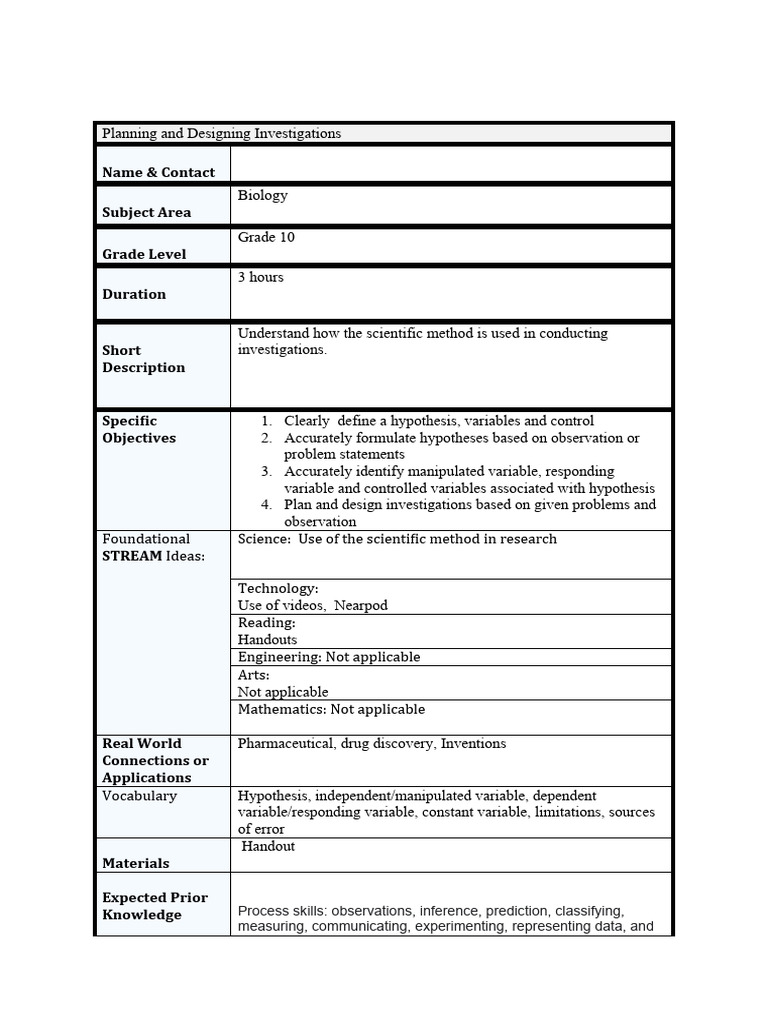 Designing Scientific Investigations in Biology | PDF | Hypothesis ...
