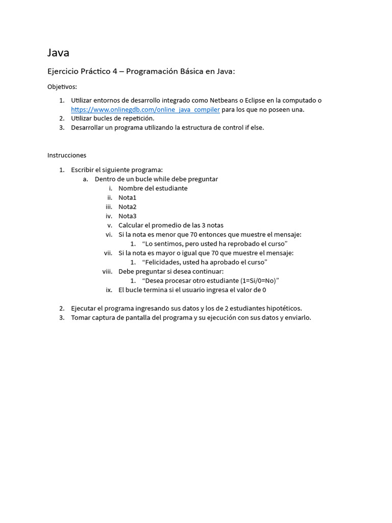 Ejercicio 4 - Java - Ejecucion Programa | PDF