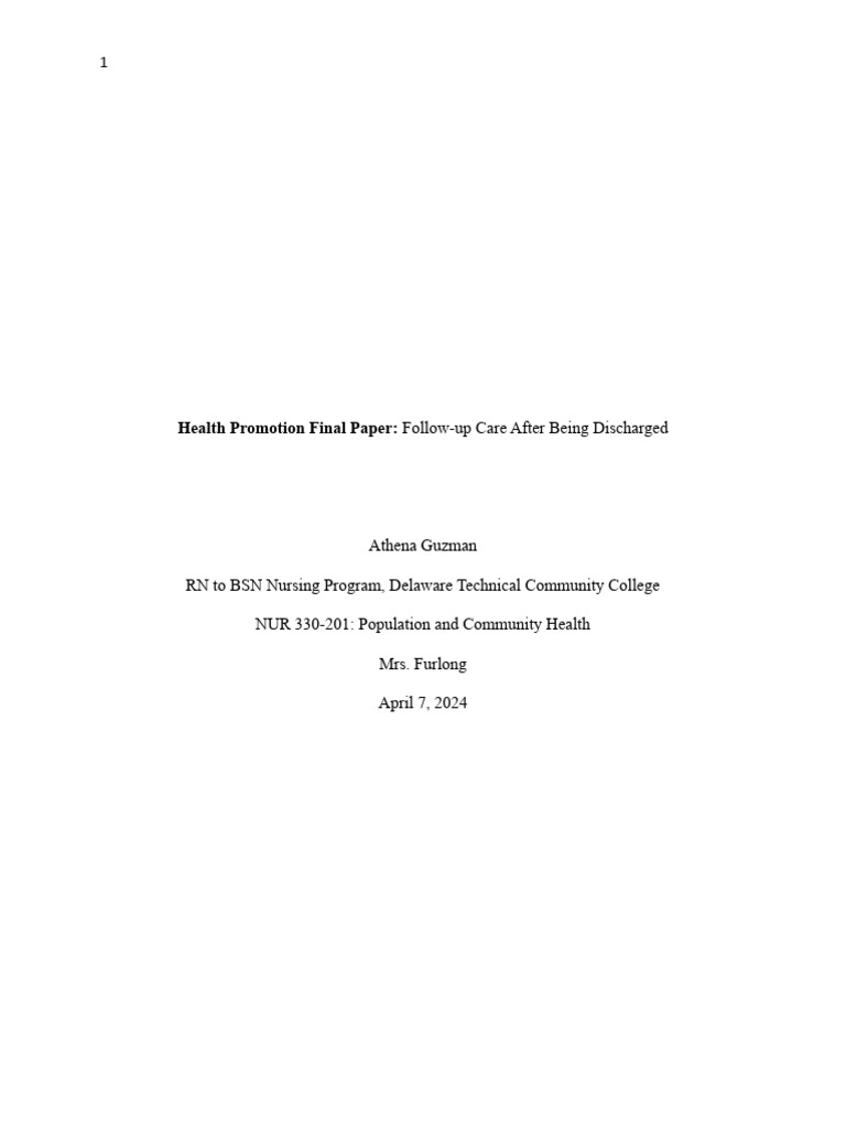 Health Promotion Final Paper | PDF | Patient | Surgery