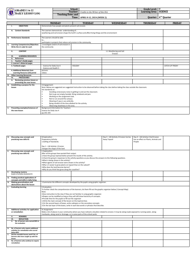 Grade 5 DLL Science 5 q4 Week 2 | PDF | Learning | Cognition