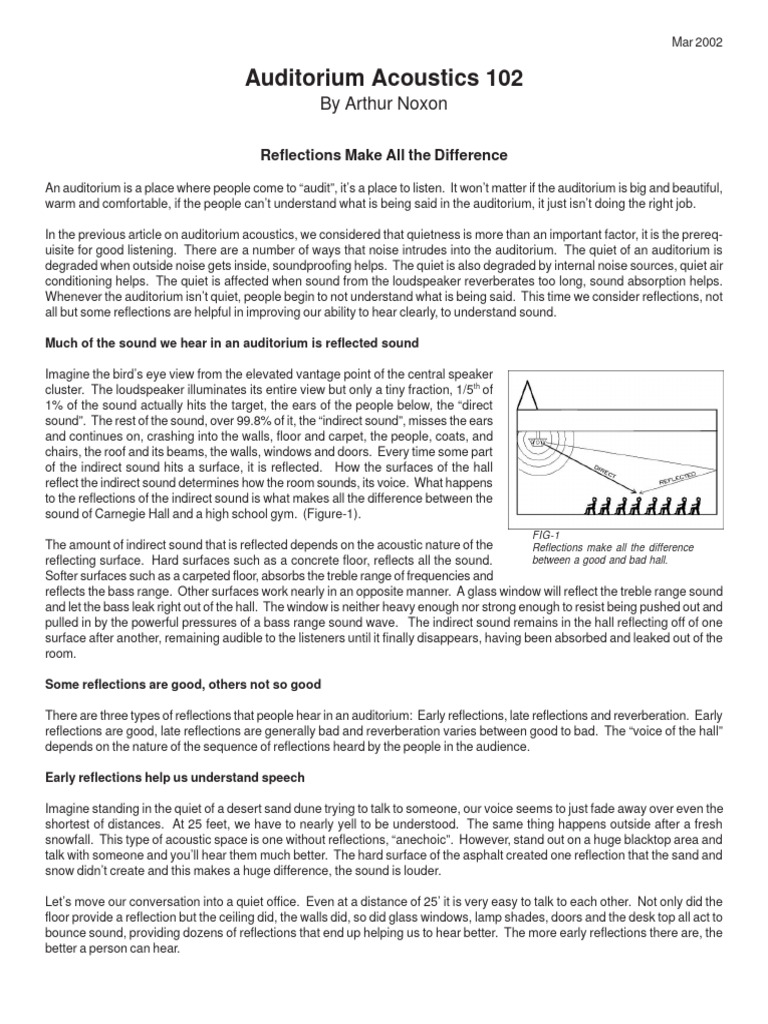 Auditorium Acoustics (Reflection & Reverb) | PDF | Sound | Acoustics