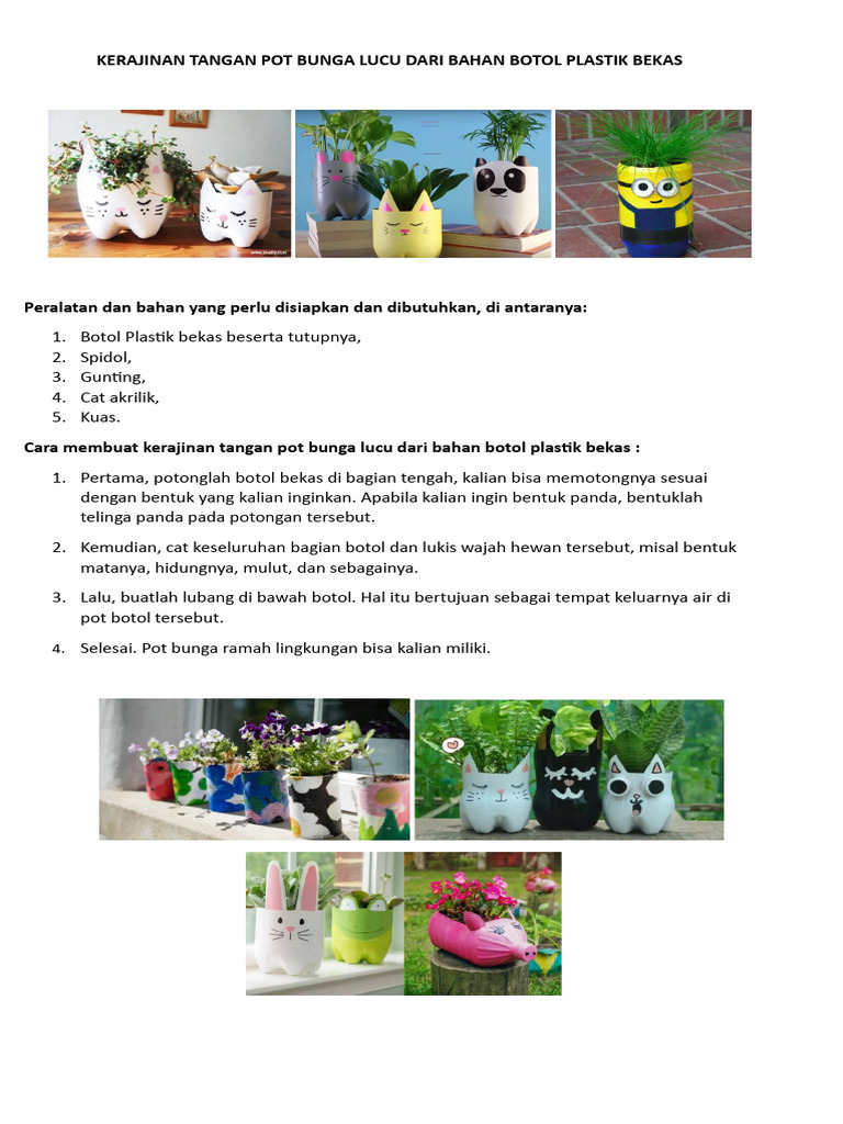 Pot Bunga Lucu dari Botol Bekas | PDF