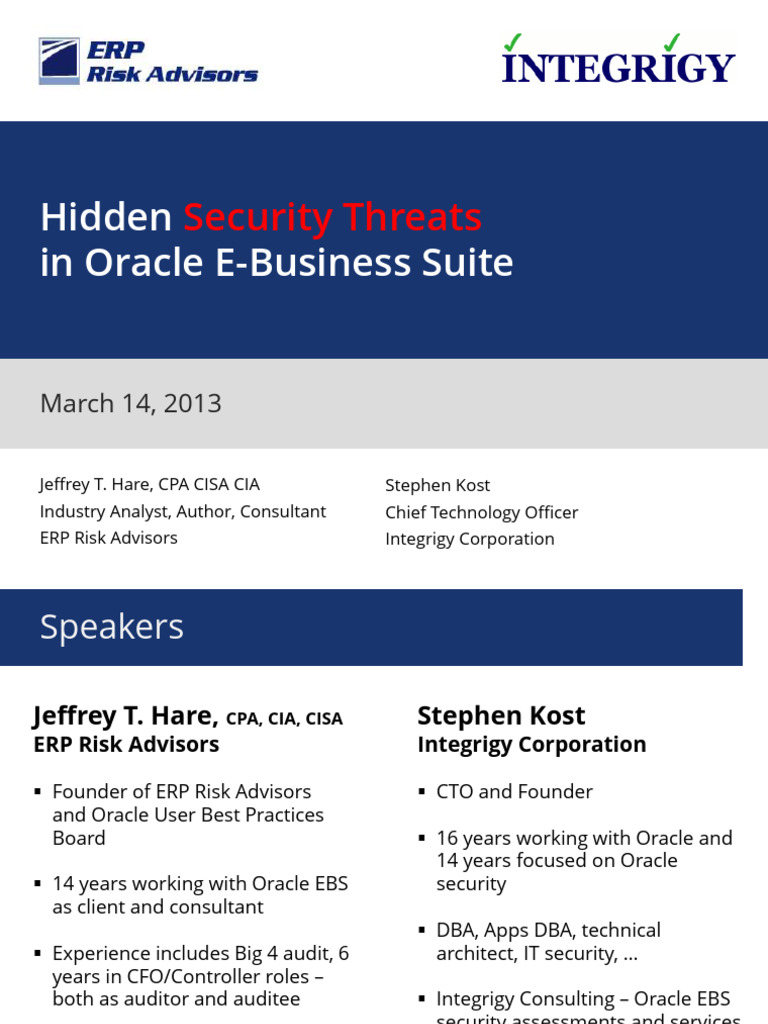 Hidden Security Threats in Oracle E-Business Suite v3 | PDF | Password | User (Computing)