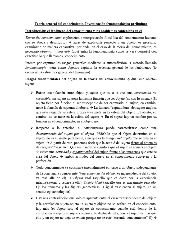 Resumen Teoría General Del Conocimiento | PDF | Conocimiento | Escepticismo