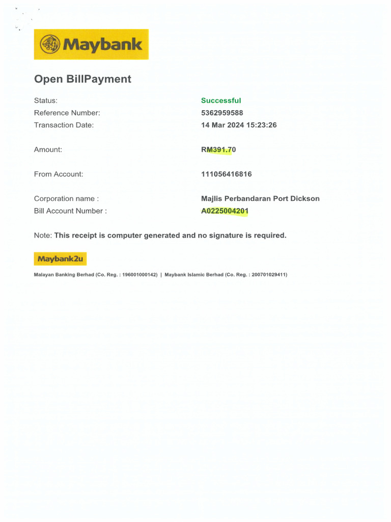 Resit Cukai Taksiran | PDF