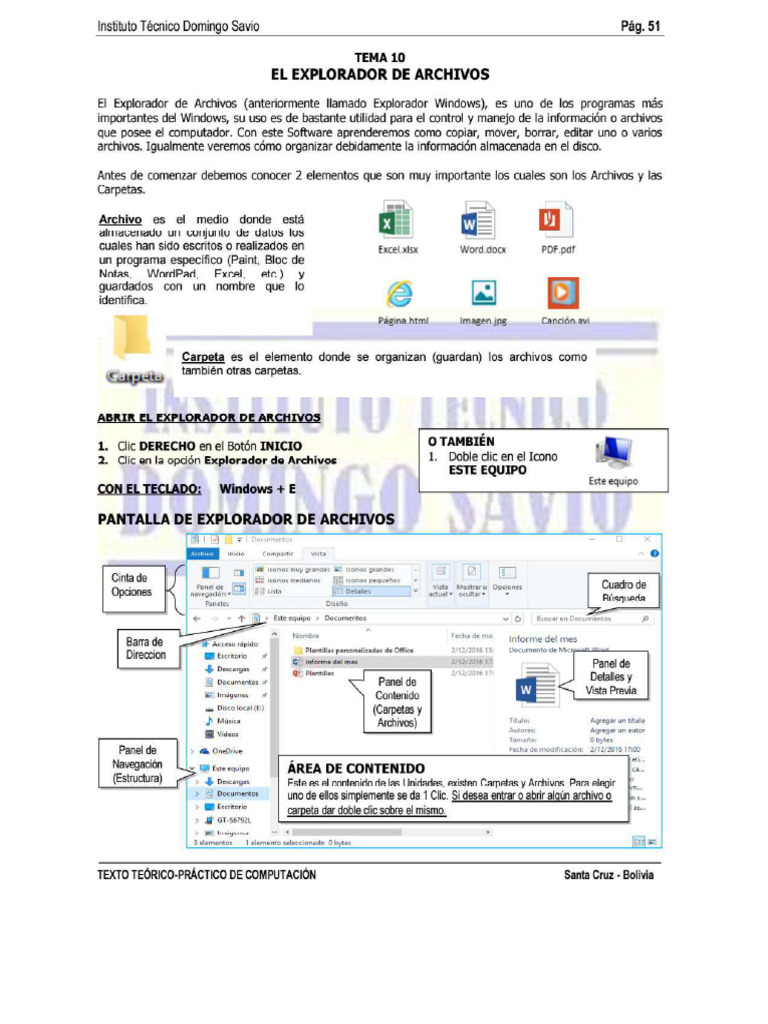 Tema 10 - El Explorador de archivos | PDF