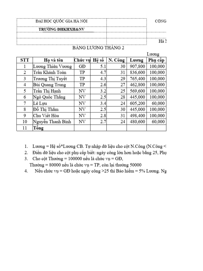 Bài 4,5,6 Excel | PDF