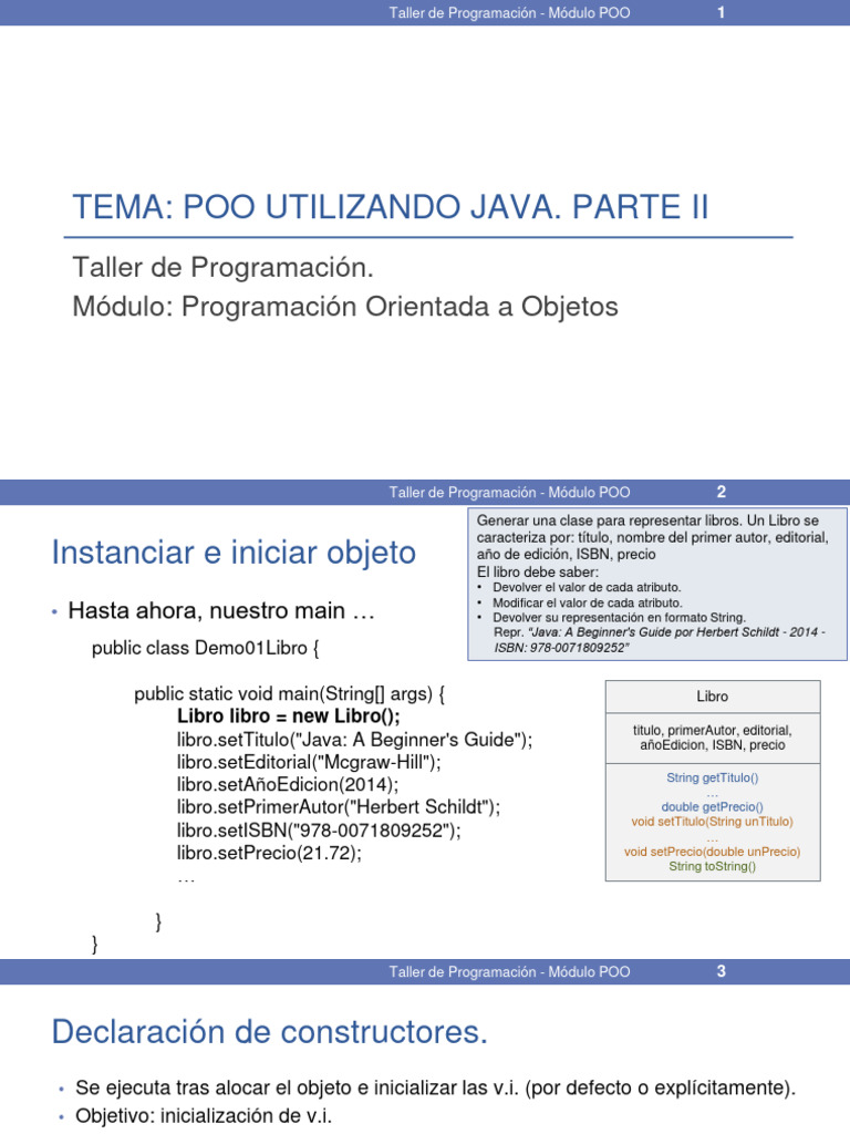 Clase 3 Parte 2 - POO en Java - SS | PDF | Constructor (Programación ...