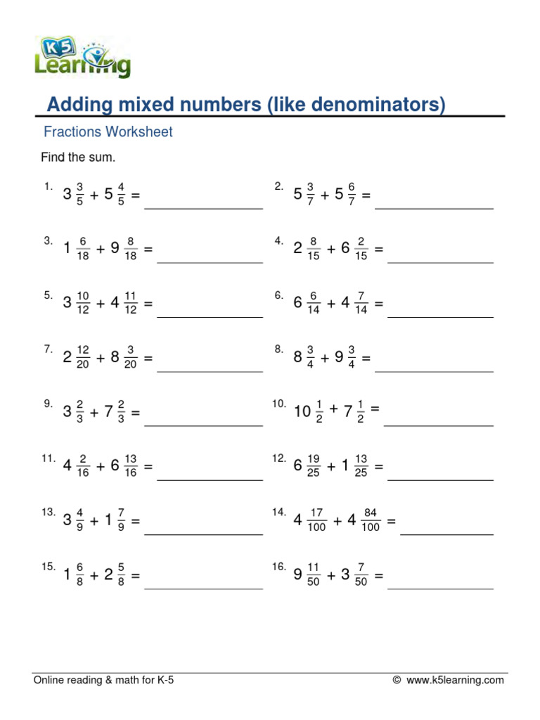Adding Mixed Numbers | PDF | Mathematical Concepts | Lexicology