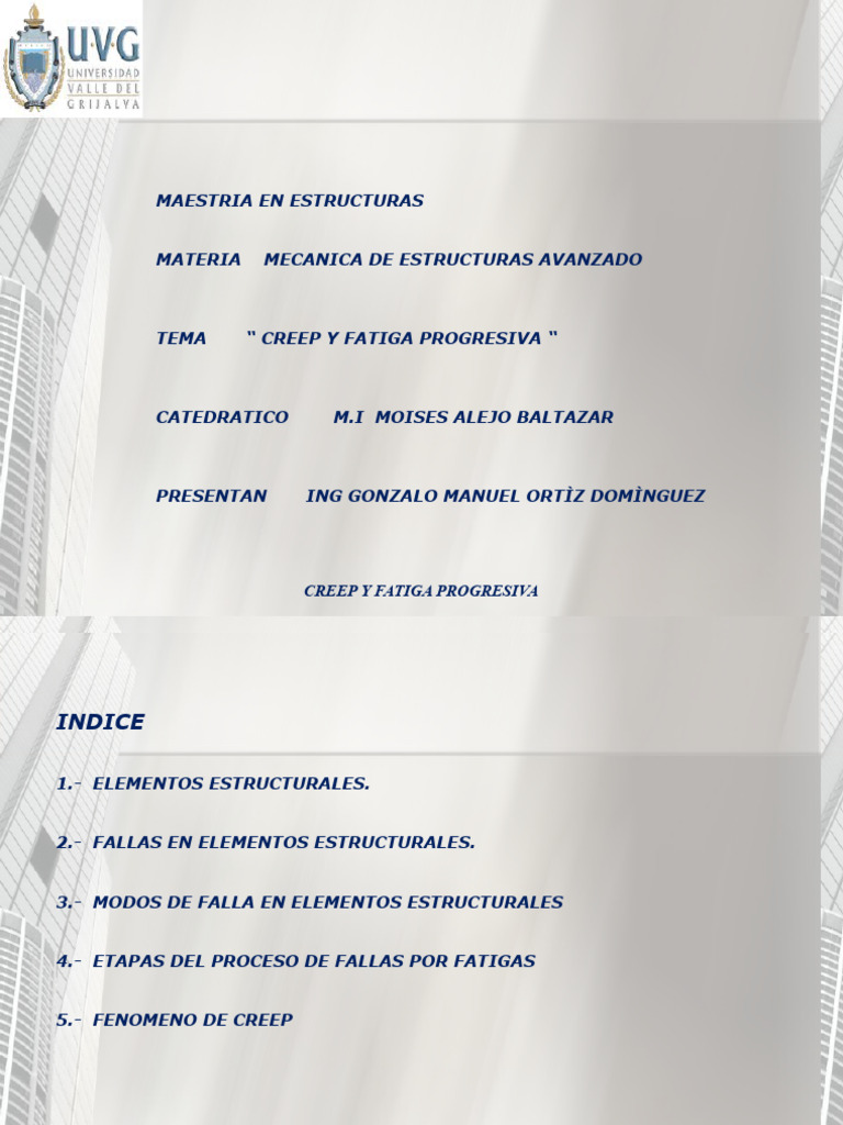 Creep y Fatiga Progresiva en Estructuras | PDF | Fluencia (deformación ...