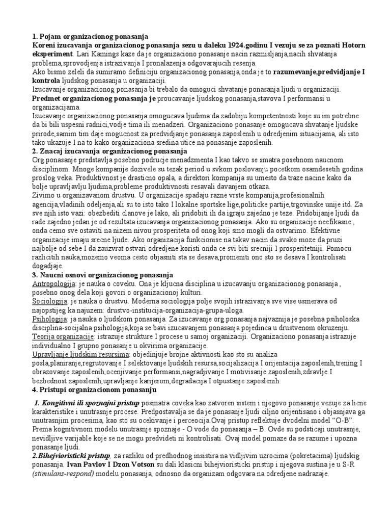 Organizaciono Moja Skripta | PDF