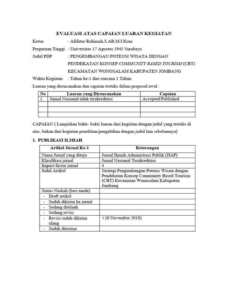 Borang Hasil Capaian | PDF