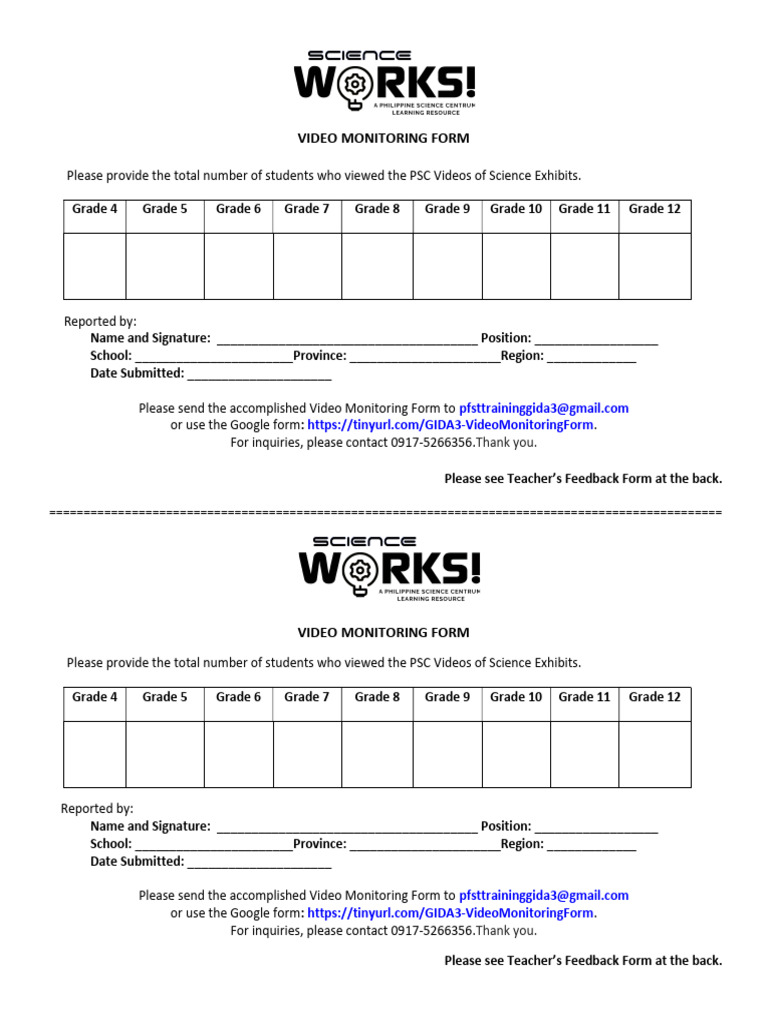 Video Monitoring and Feedback Forms | PDF | Career & Growth | Business