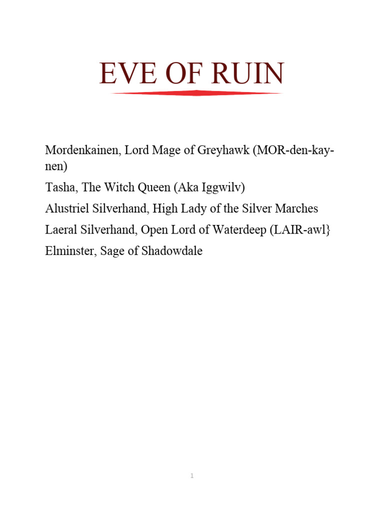 eve of ruin non-playing characters | PDF