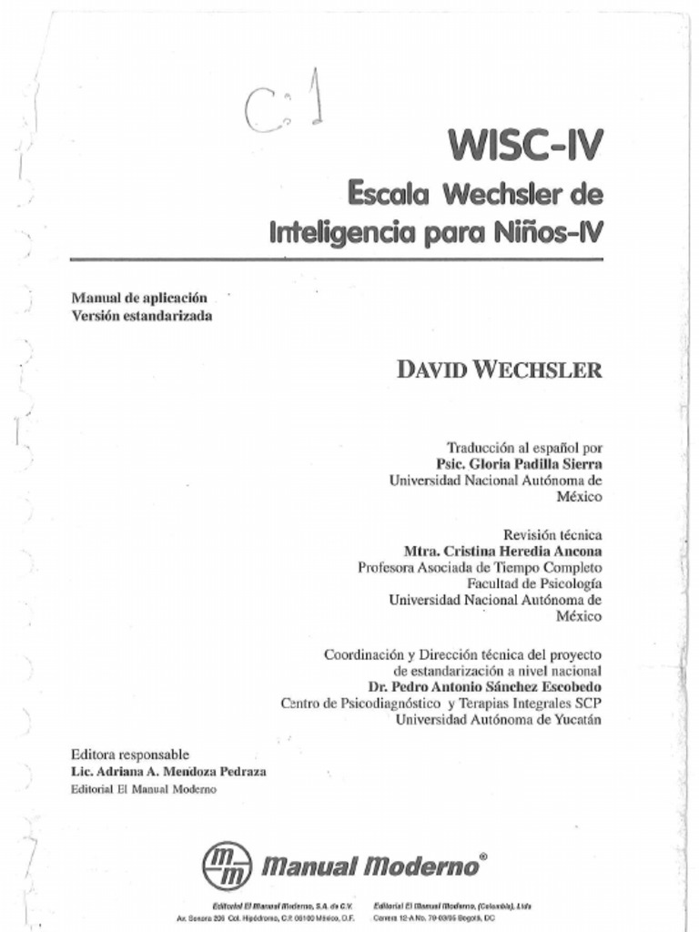 Manual Wisc-IV 2023 | PDF