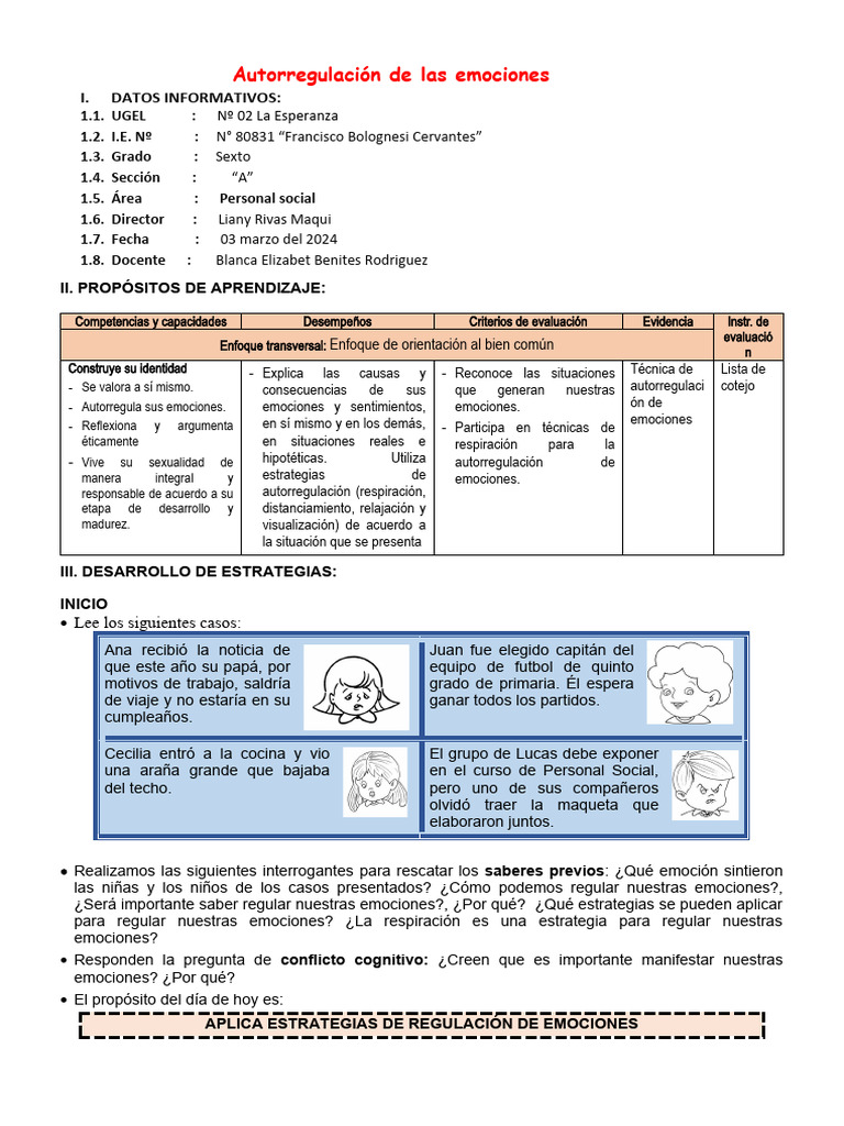Autoregulación PS 03 Abril | PDF | Las emociones | Ciencias del ...