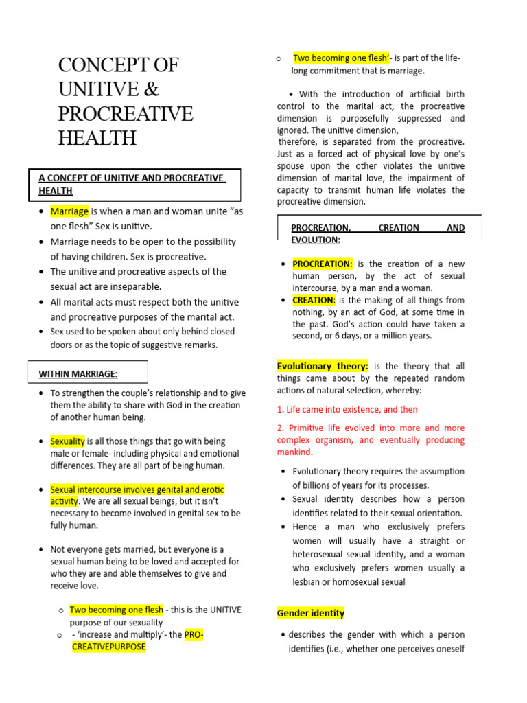Concept of Unitive | PDF | Testicle | Human Sexuality