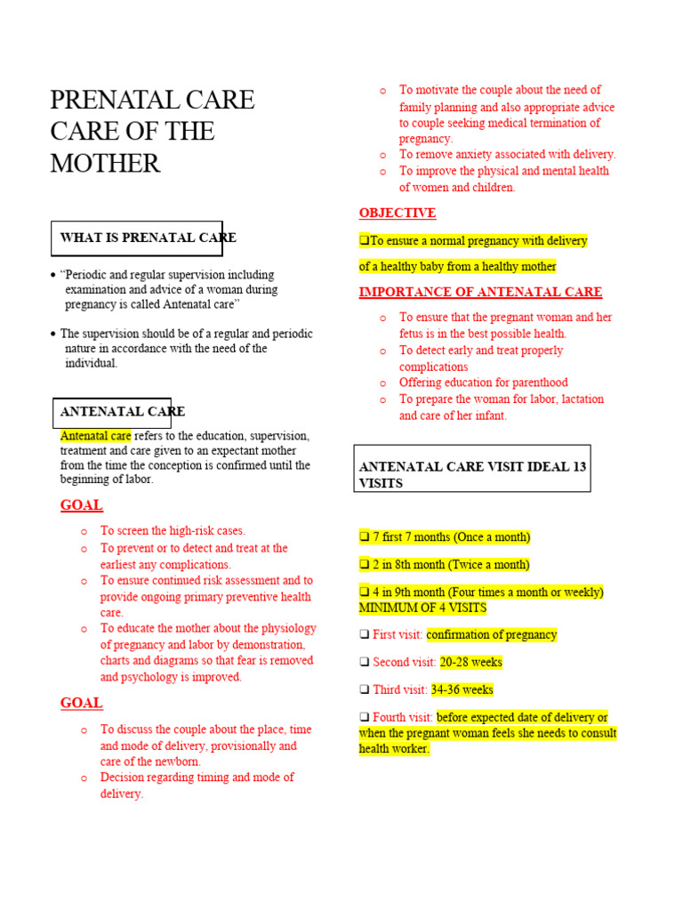 Prenatal Care | PDF | Pregnancy | Childbirth