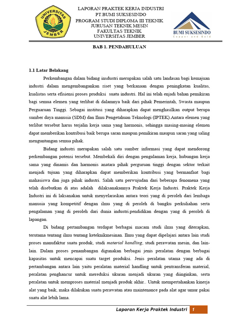 Laporan Kerja Praktek Bab 1-3 | PDF