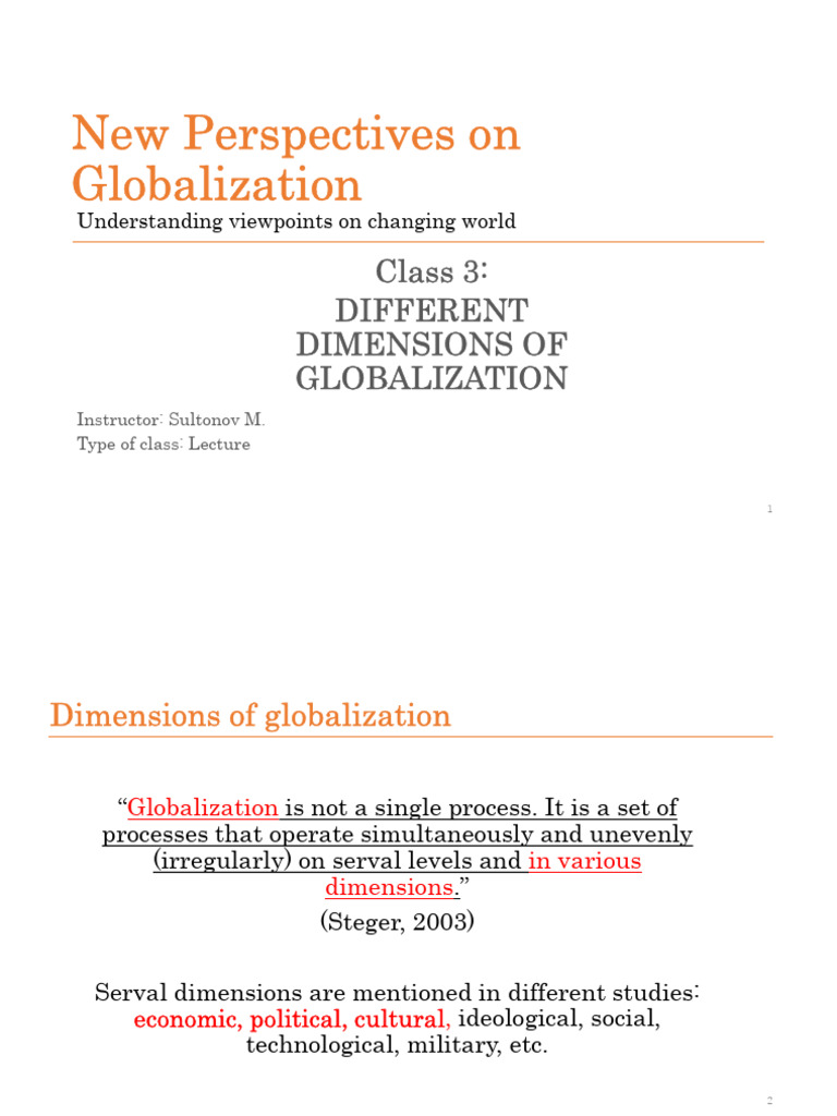L3 Different Dimensions of Globalization | PDF | Globalization | Trade