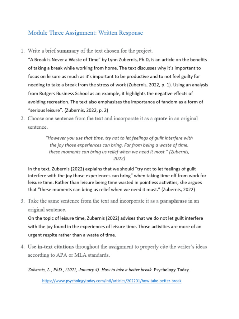 ENG-130 Module Three Written Response | PDF